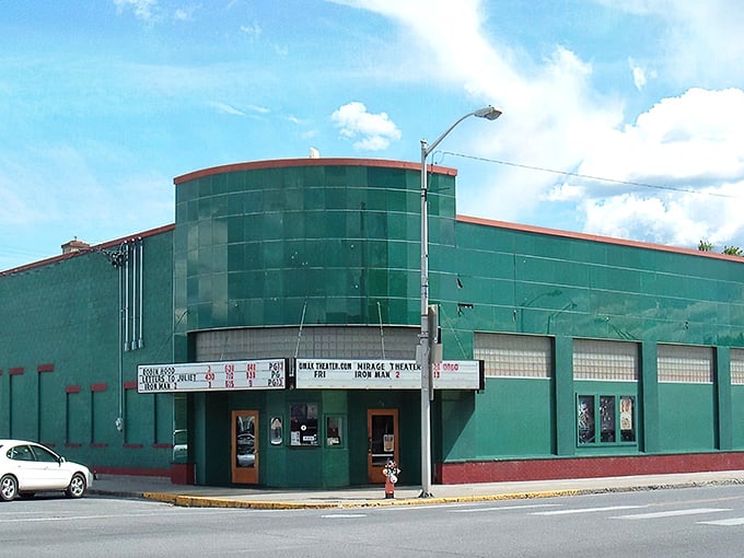 The classic green facade of Omak's theater brings affordable entertainment to this budget-friendly Washington gem.