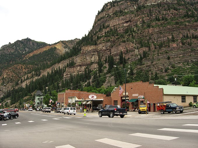 Downtown Ouray with its colorful storefronts backed by mountains – like someone painted a perfect small town and then added dramatic scenery.
