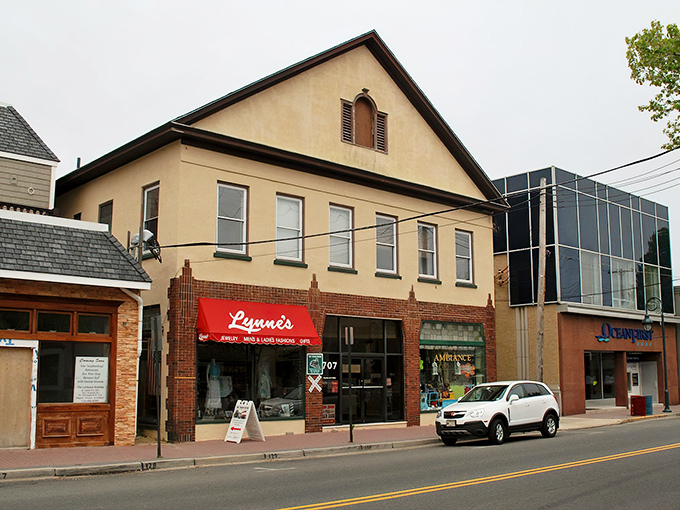 Downtown Point Pleasant quietly shows off its historic charm. That teal storefront is calling my name.