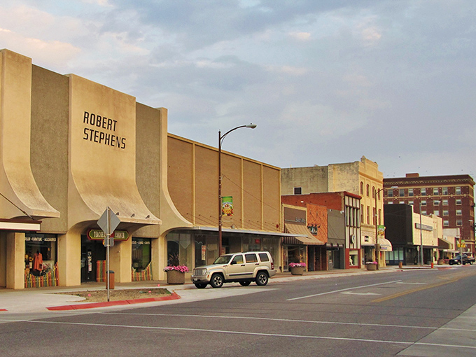 Scottsbluff's wide Main Street was built for wagon trains, but now it's perfect for leisurely window shopping.
