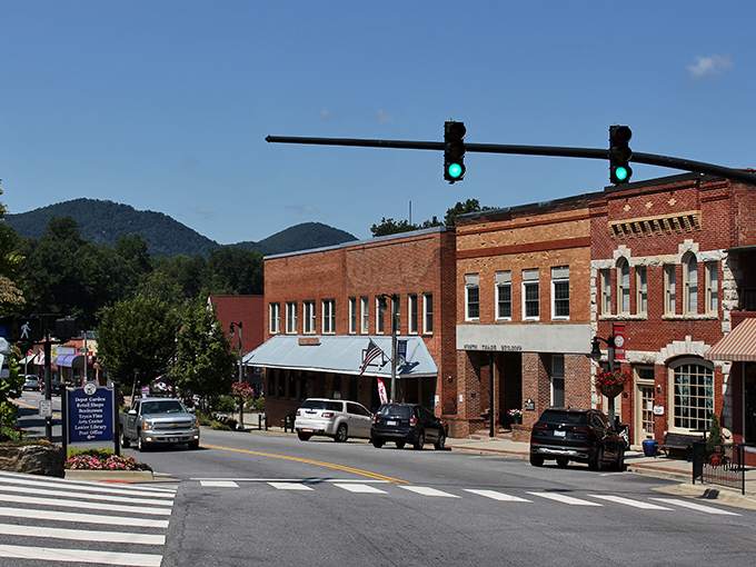 The green traffic lights of Tryon seem to say "go ahead, enjoy life" in this affordable mountain gem where fixed incomes find breathing room.