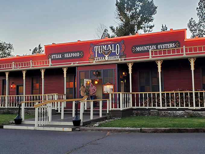Where the steaks are as big as the sky! This place screams "howdy partner" louder than John Wayne at a rodeo.