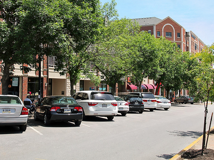 The tree-lined streets of West Lafayette offer shade for shoppers and students alike. Academic brilliance meets small-town charm!