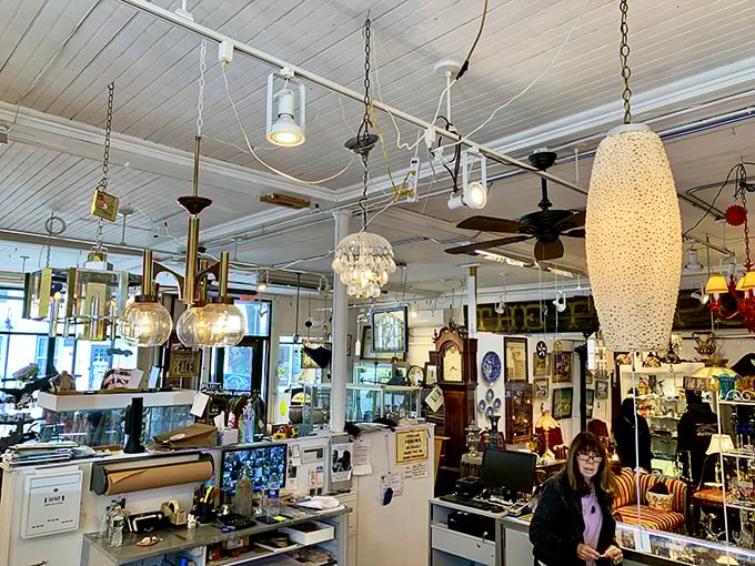 Hanging lamps of every era dangle like historical fruit at The People's Store, where your next conversation piece patiently waits to be discovered.