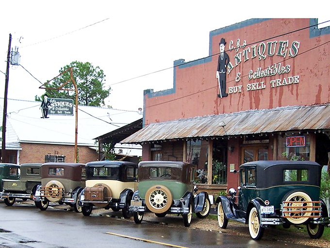 At C.J.'s Antiques, vintage automobiles aren't just for sale—they're time machines parked outside, inviting you to journey back to the Roaring Twenties.