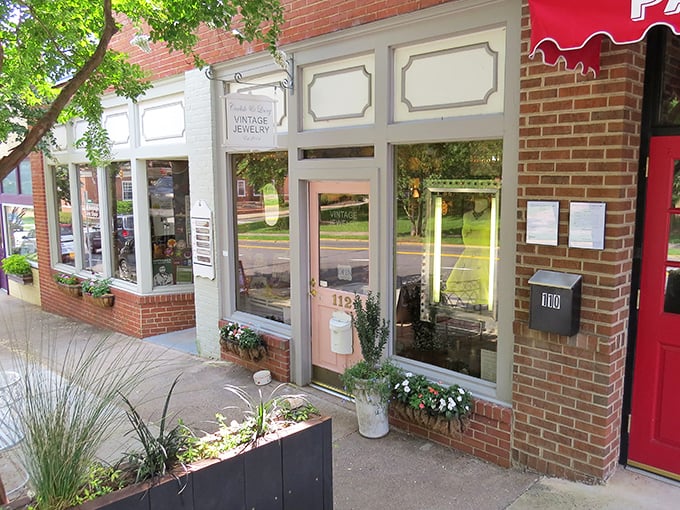 Behind these gleaming windows at Carlisle & Linny Vintage Jewelry, treasures from bygone eras await new admirers—proof that good taste never goes out of style.