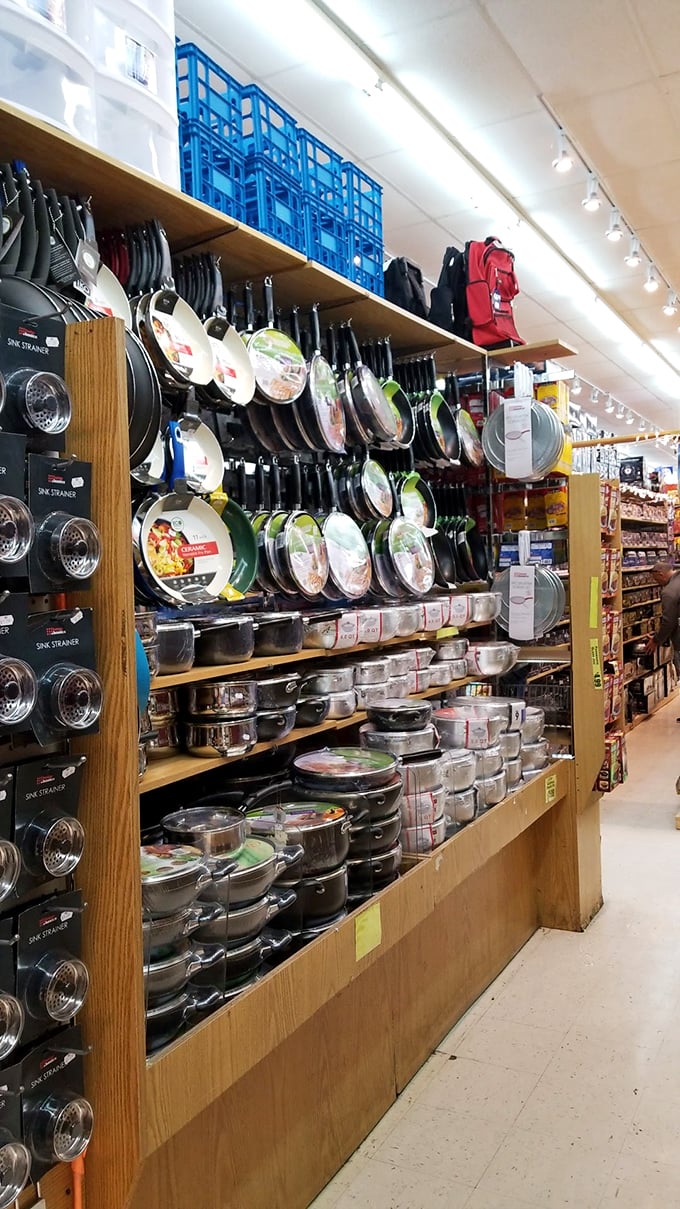 Cookware paradise! Enough pots and pans to outfit a cooking competition or finally replace that scratched non-stick you've been stubbornly using since 2007.