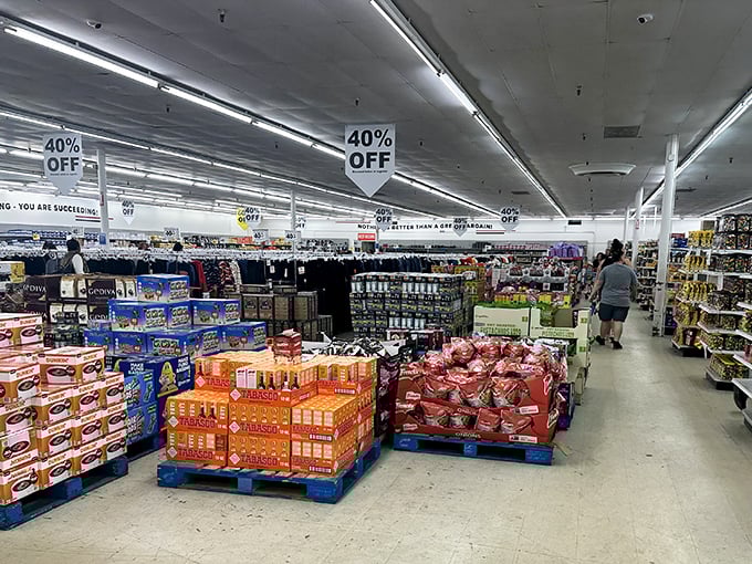 Welcome to the promised land of discount paradise, where 40% OFF signs hang like modern art installations.