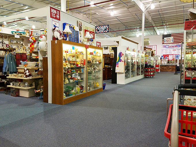 The labyrinth begins! Vendor booths stretch into infinity, each one a carefully curated museum of somebody's passionate collecting journey.