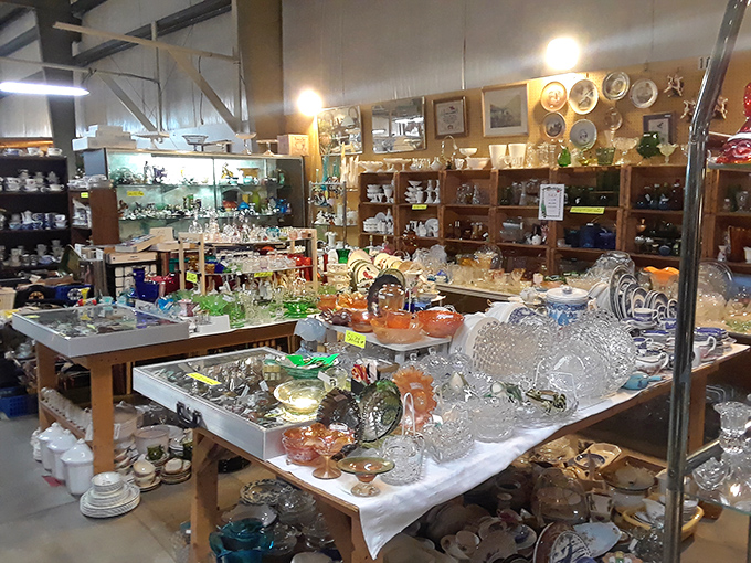 A glassware wonderland that would make your grandmother swoon. Every piece catches the light and whispers stories of dinner parties past.