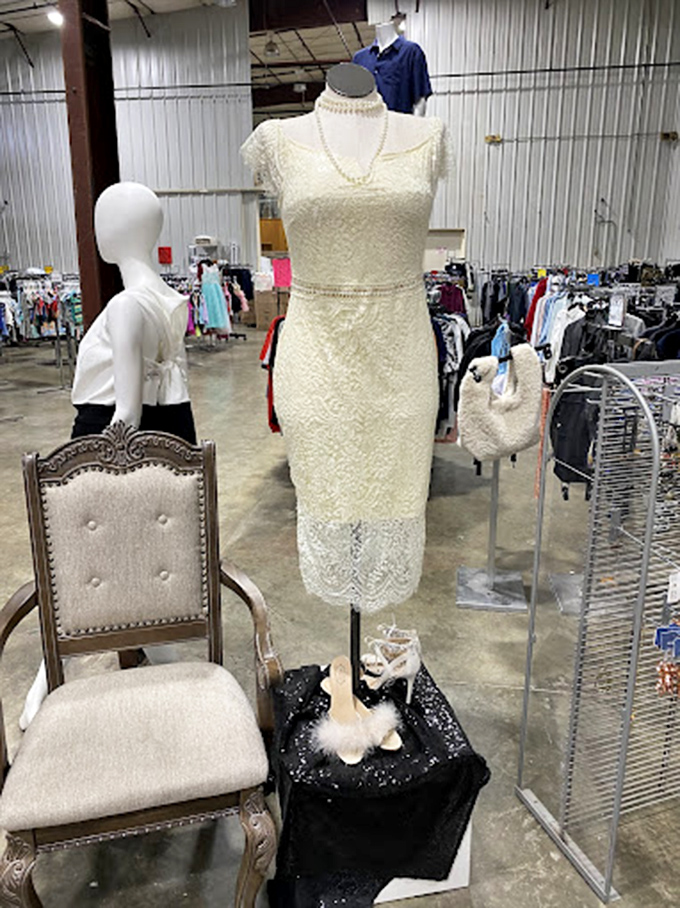 Fashion finds that won't break the bank! This elegant ensemble proves that bin-diving can yield runway-worthy treasures for special occasions.