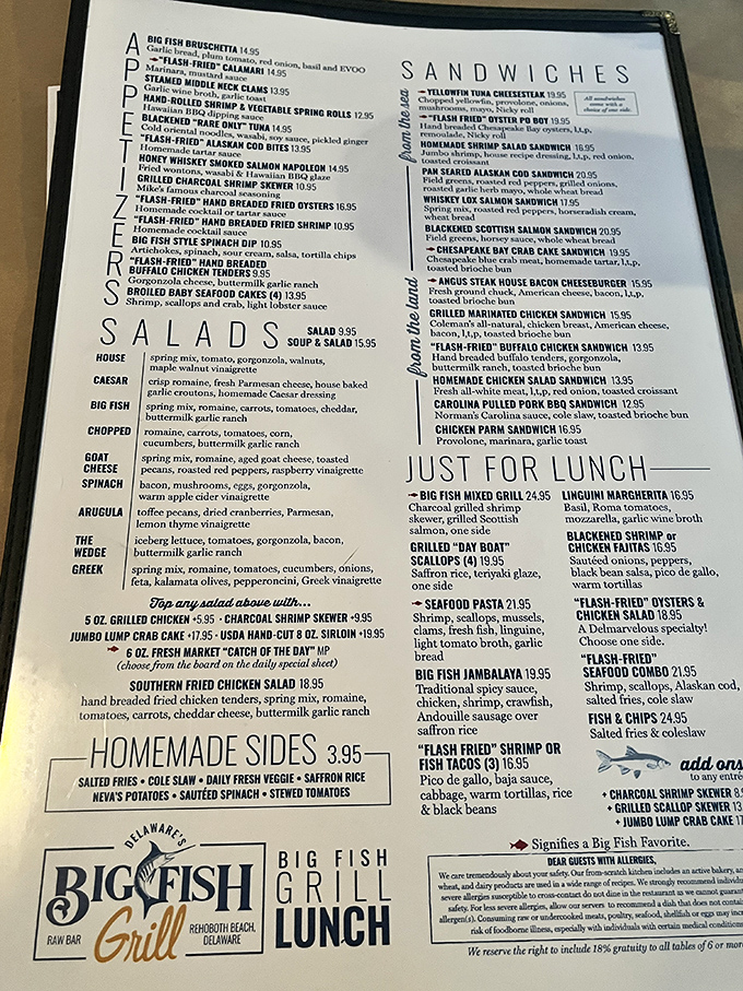 A menu that reads like a love letter to seafood enthusiasts. Decision paralysis has never been so deliciously justified.