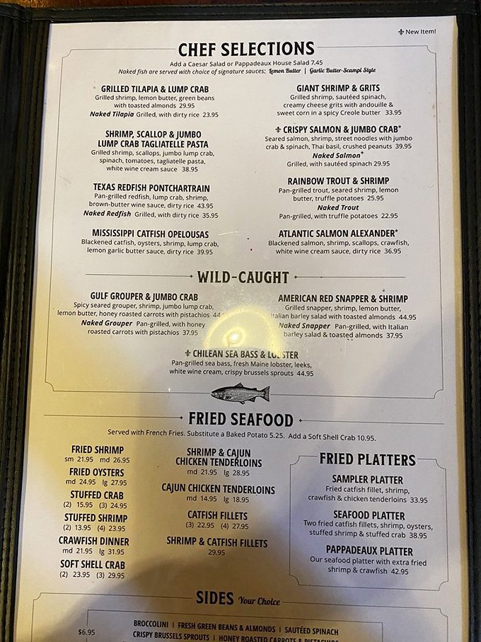 The menu reads like a love letter to the Gulf Coast. Each description promises a flavor adventure worth embarking on.