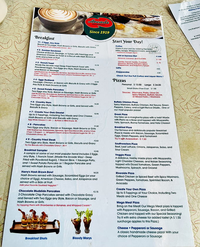 This menu isn't just food options &ndash; it's a roadmap to happiness. The breakfast section alone is worth the trip across state lines.