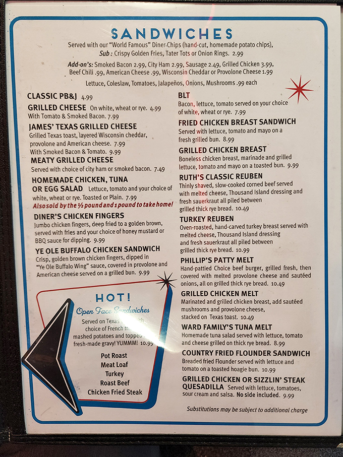 This isn't just a menu&mdash;it's a roadmap to happiness. The "HOT!" section is where comfort food dreams are made and diets go to die gloriously.