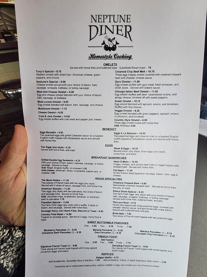 A menu that reads like a love letter to breakfast. Tony's Special might be calling your name, but don't rush&mdash;life's big decisions deserve careful consideration. 