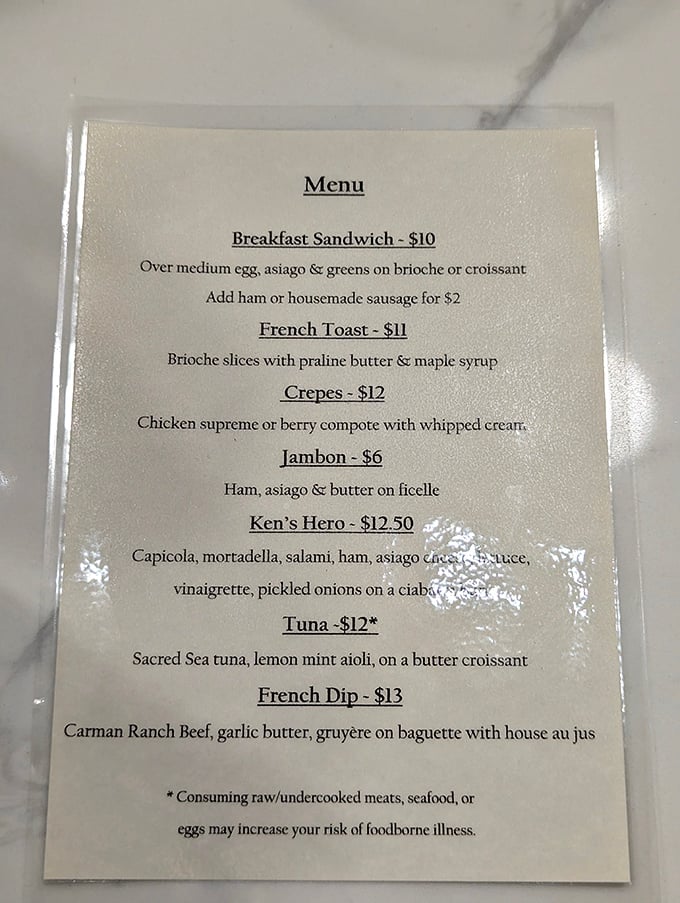 The menu reads like a love letter to simple, perfect food. Each item promises&mdash;and delivers&mdash;a small moment of culinary bliss.