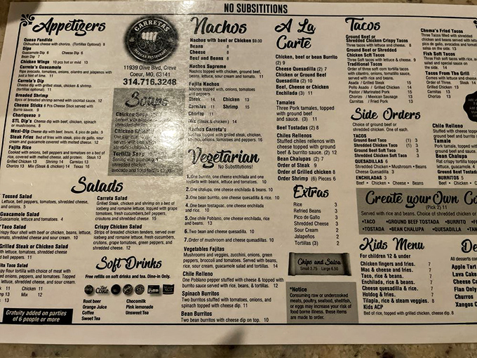 This menu isn't just a list&mdash;it's a treasure map where X marks the spot for enchilada perfection and Mexican delights worth crossing state lines for.