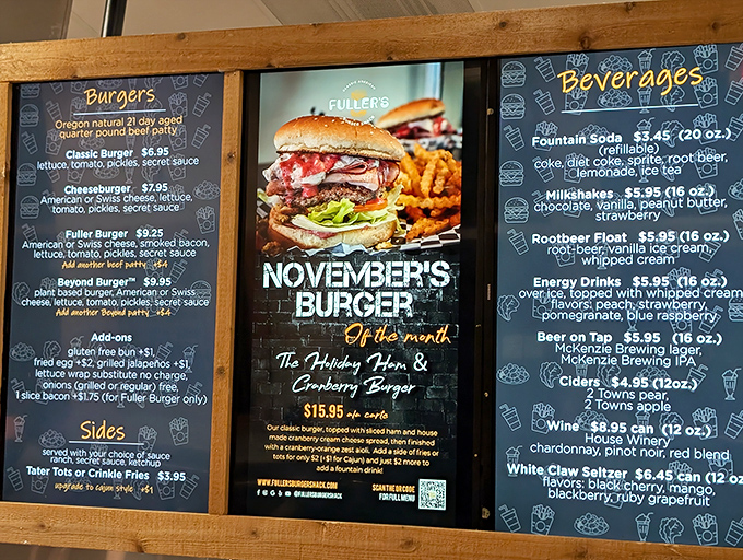 That menu board tells you everything you need to know&mdash;Fuller's isn't messing around with fancy names or pretentious descriptions. Just honest burger perfection awaiting your order. 