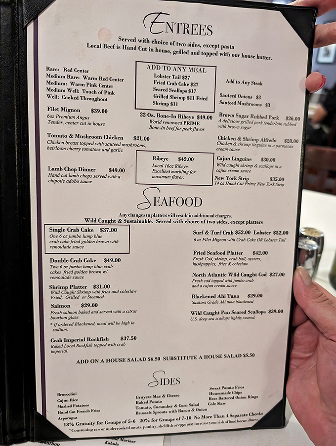 The menu reads like poetry to carnivores&mdash;hand-cut local beef and Chesapeake seafood take center stage in this culinary drama.