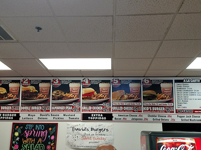 A menu board that doesn't need fancy fonts or pretentious descriptions&mdash;just honest burgers at honest prices that'll make your stomach smile.