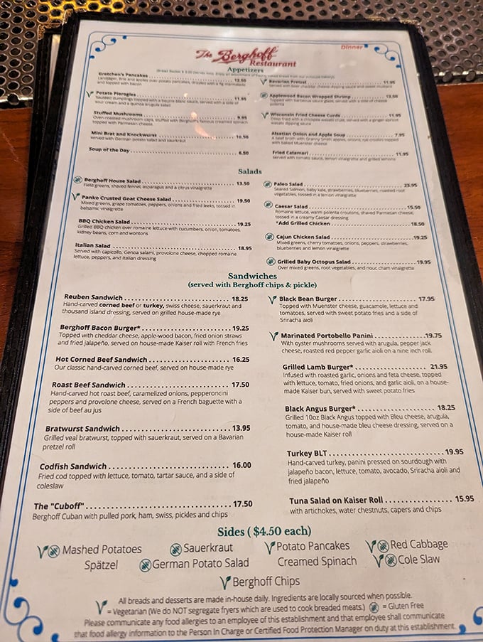 Reading this menu is like getting a passport stamped for Bavaria, with each item promising a delicious detour from everyday eating.