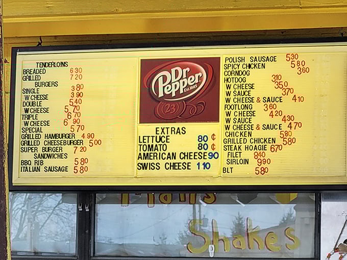 A menu board that hasn't changed much since the days when people used rotary phones &ndash; and thank goodness for that consistency in an ever-changing world.