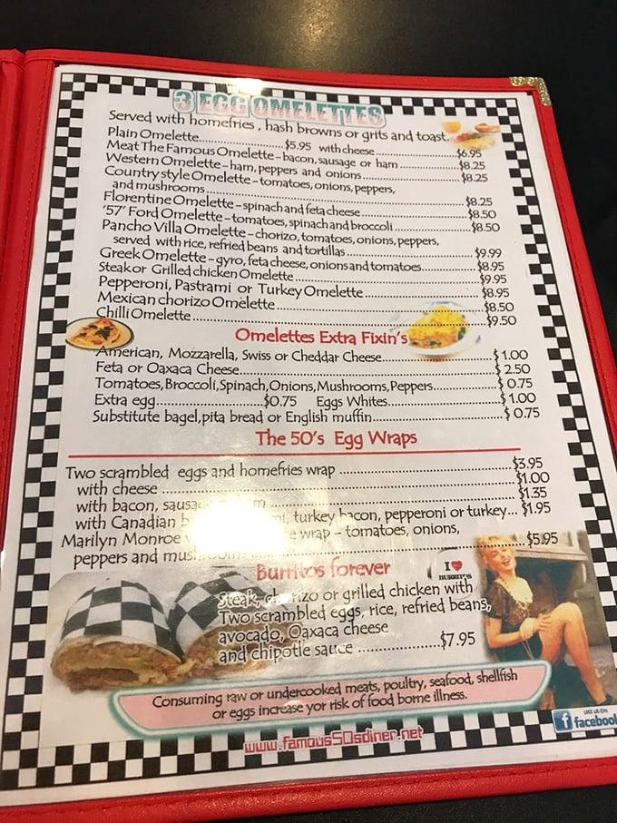 This isn't just a menu&mdash;it's a roadmap to happiness. The "57 Ford Omelet" proves that breakfast, like classic cars, never goes out of style.