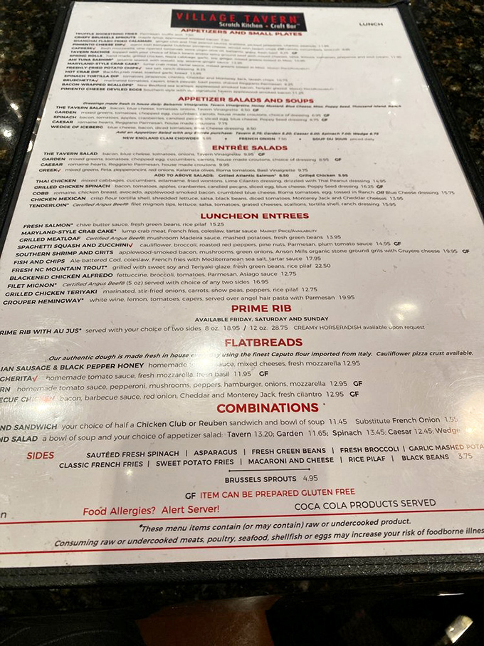 The menu might look like ordinary restaurant reading material, but those bold "PRIME RIB" letters are actually Georgia's most compelling weekend invitation.