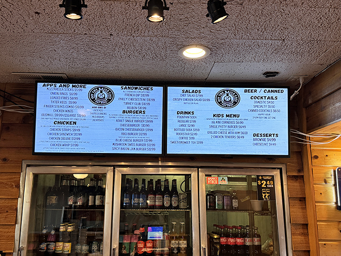 A menu board that cuts right to the chase&mdash;no flowery descriptions, just straightforward promises of satisfaction that will be kept.