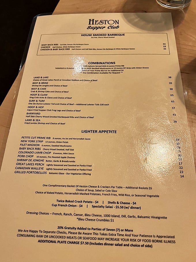 This menu isn't just a list of dishes; it's a roadmap to culinary bliss where prime rib is king and "Hoof & Claw" isn't just clever wordplay.