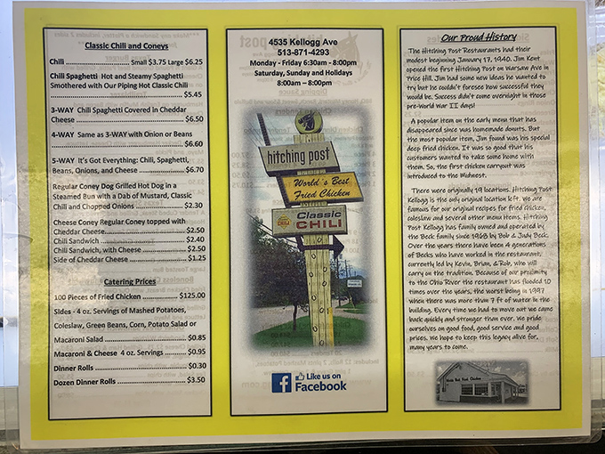 That menu tells stories of Cincinnati comfort. The 3-Way, 4-Way, and 5-Way chili options are a love letter to Queen City traditions.