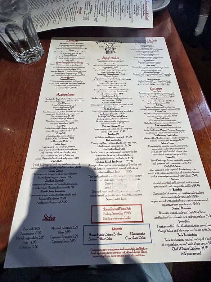 A menu that reads like a love letter to Maryland cuisine. So many choices, so little stomach real estate!