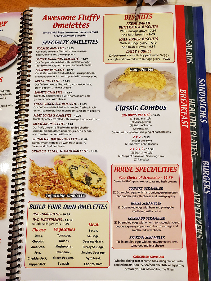 The menu reads like a love letter to breakfast enthusiasts&mdash;each specialty omelet promises its own adventure for your taste buds.