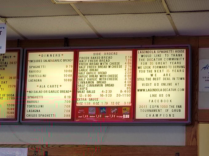 The menu board at La Gondola is a masterclass in simplicity&mdash;no foams, no reductions, just Italian-American classics that haven't needed updating since bell bottoms were in fashion.
