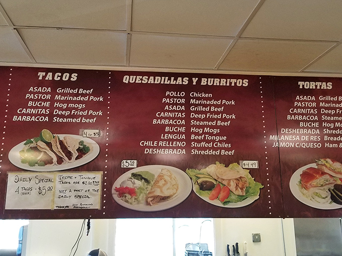 This menu board is like a treasure map where X marks the spot for everything from asada to lengua. Adventure awaits in every category!