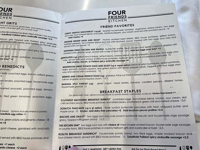 Not just a menu, but a roadmap to breakfast nirvana. Choose your own adventure, but remember: the grits are non-negotiable.