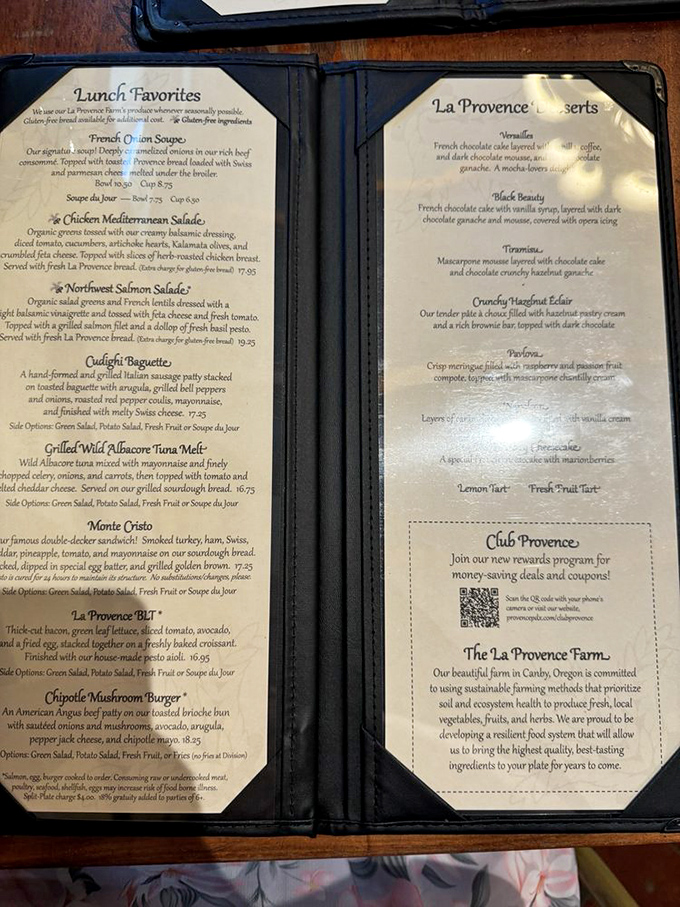 A menu that reads like a love letter to French cuisine, with each description promising a journey worth taking.