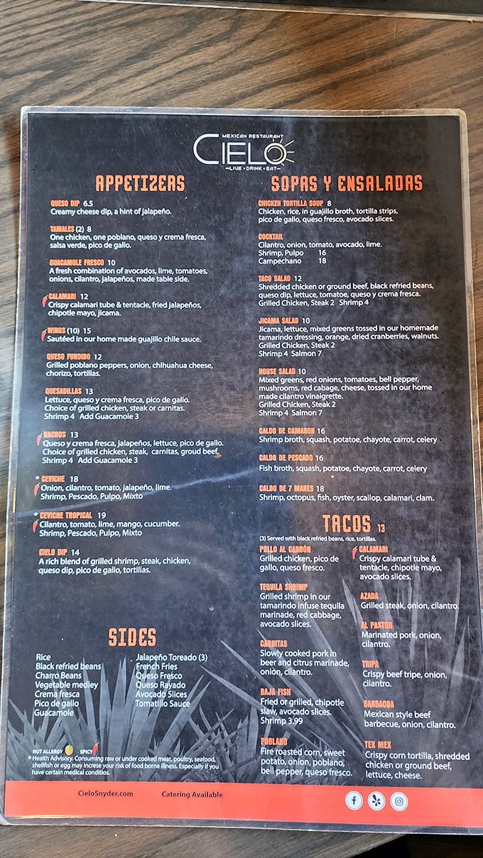 Reading this menu is like finding a treasure map where X marks every spot. The real challenge? Deciding which culinary adventure to embark on first.