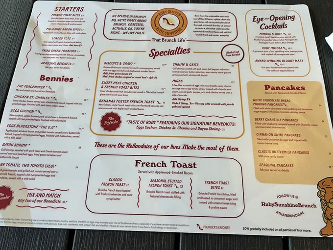 This menu isn't just breakfast&mdash;it's a morning manifesto with benedicts, pancakes, and cocktails that make hitting the snooze button your biggest regret.