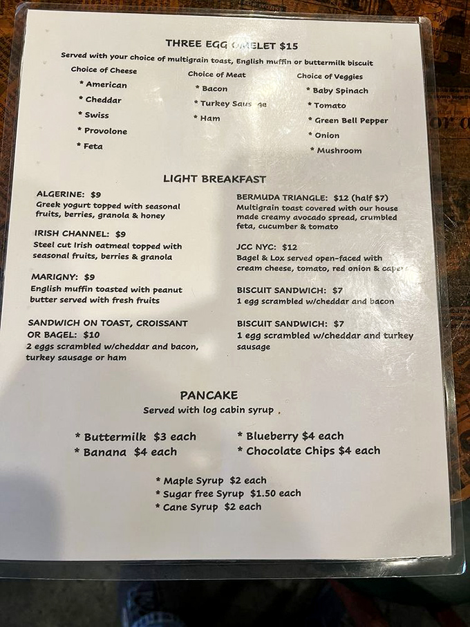 The menu reads like a geographical tour of breakfast possibilities, from the Algerine yogurt bowl to the JCC NYC bagel with lox.