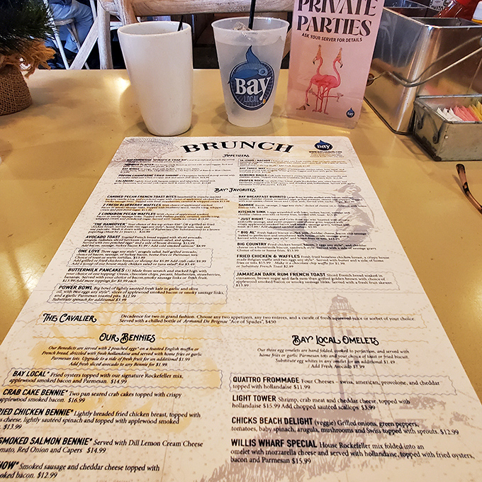 The brunch menu that launches a thousand decisions. Every option sounds so good, you'll contemplate ordering multiple entrees "for the table."