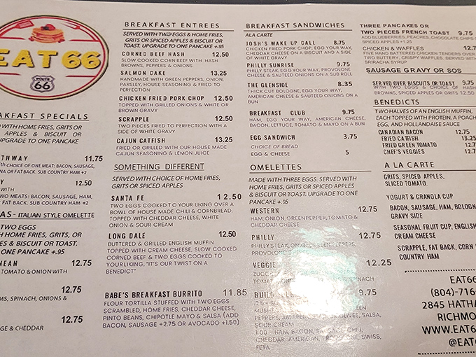 A menu that reads like a roadmap to comfort&mdash;where "Something Different" is actually a section name, not just a dining suggestion.