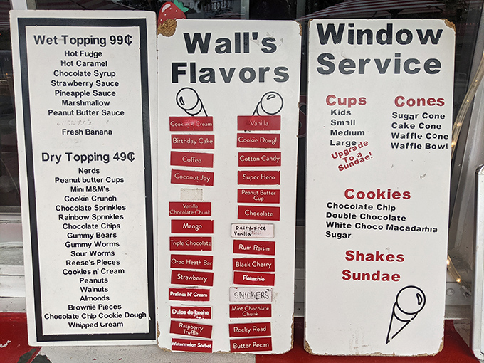The menu board at Wall's is like reading a love letter to frozen dairy&mdash;every flavor a promise, every topping a possibility.