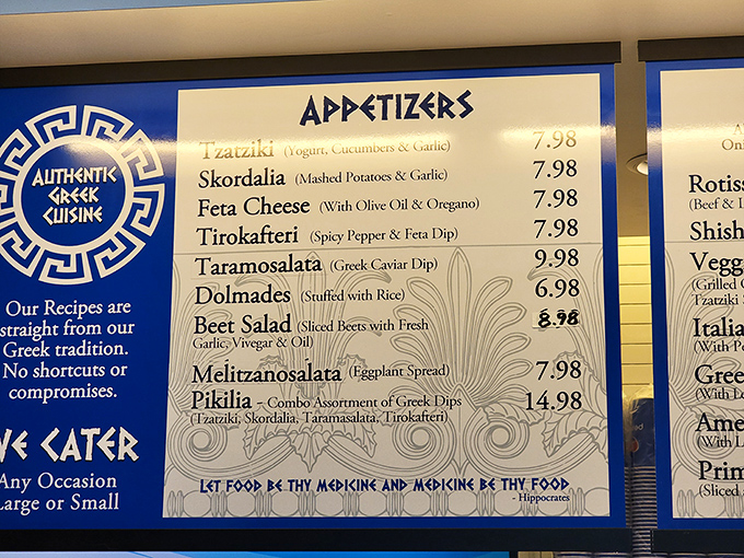 The menu reads like a love letter to Greek cuisine, with appetizers that could easily become your entire meal if willpower fails you.
