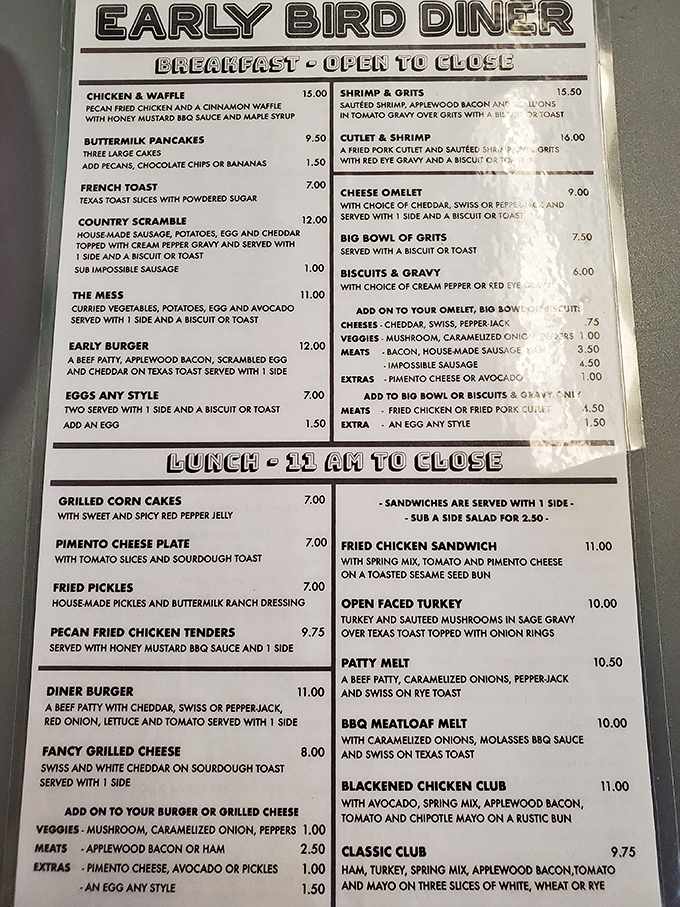 A menu that reads like love letters to comfort food. Each description promises a relationship with your taste buds that's worth the commitment.