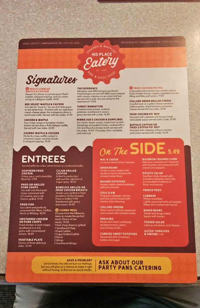 This menu isn't just reading material&mdash;it's a roadmap to happiness with destinations like "Red Velvet Waffle & Chicken."