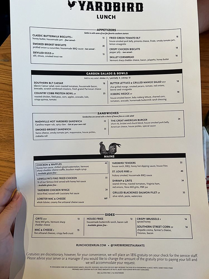 This menu isn't just reading material—it's a roadmap to happiness. Each section promises a different kind of Southern-inspired bliss.
