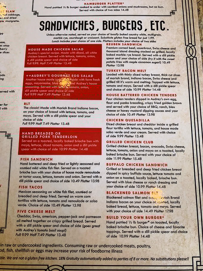 A menu that reads like a love letter to comfort food. Decisions this difficult should come with a therapist on standby.