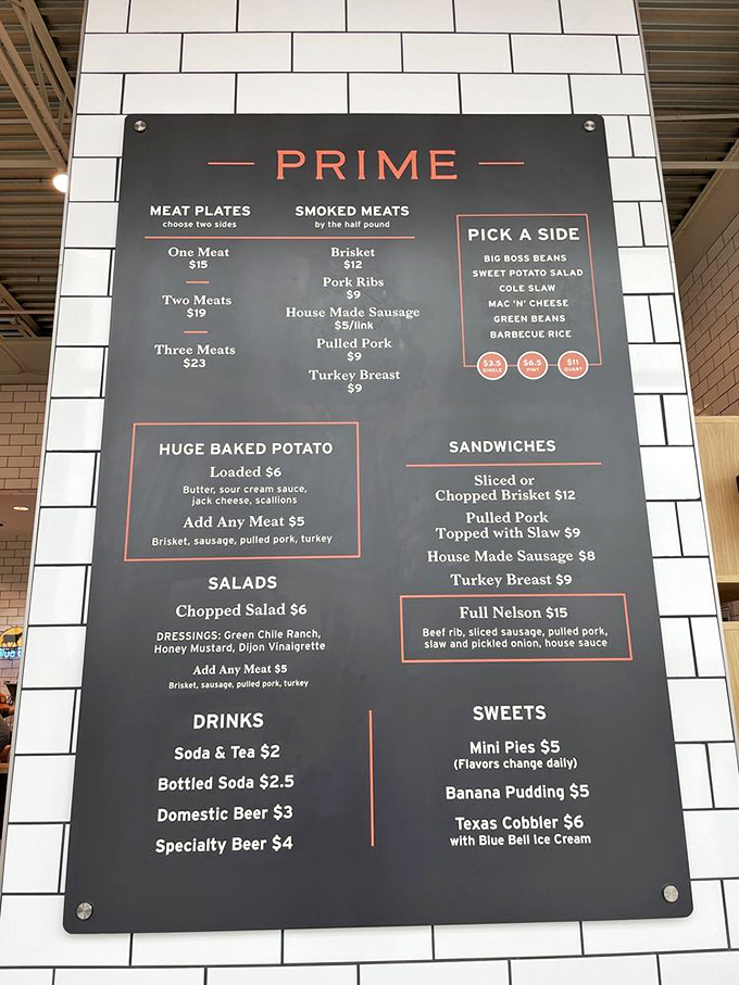 The menu board at Prime reads like barbecue poetry&mdash;simple, direct, and guaranteed to make your stomach growl in anticipation.